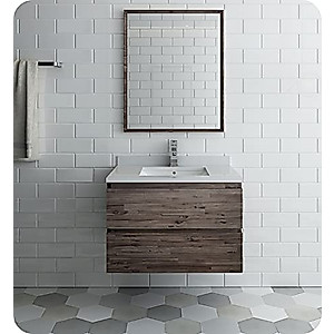 Fresca Formosa 30" Wall Hung Modern Bathroom Vanity - Quartz Countertop, Ceramic Sink & Mirror Included - Faucet Not Included