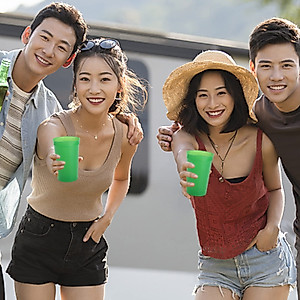 Fasmov 30 Pack 16 oz. Plastic Cups Plastic Tumblers Blank Reusable Drink Tumblers for Parties, Events, Marketing, Weddings, Green