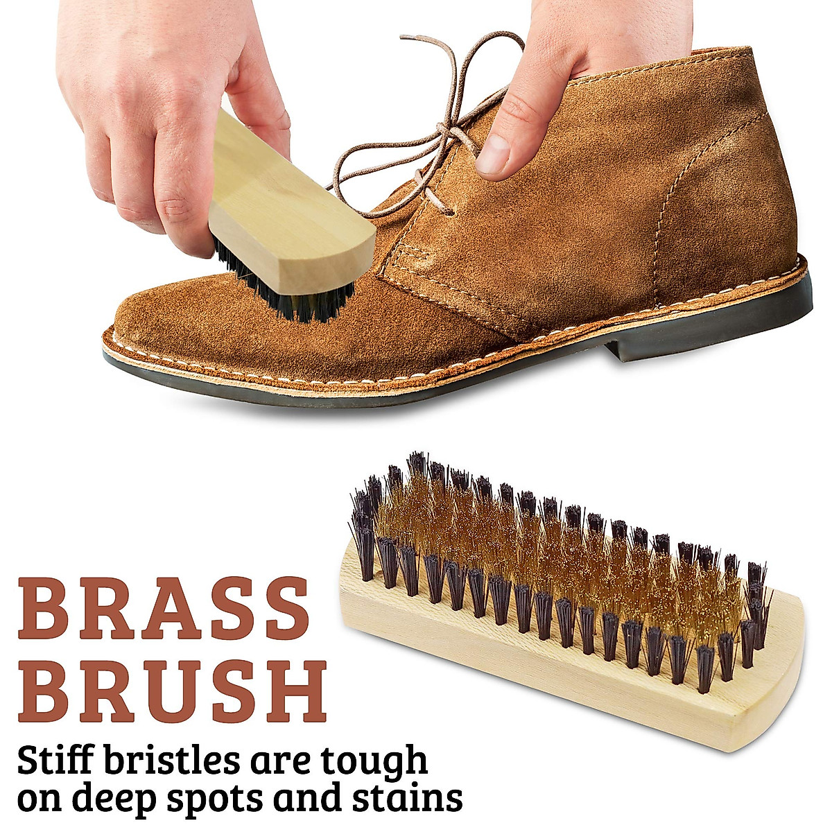 TAKAVU Premium Suede & Nubuck Cleaning Kit - Crepe Brush, Brass Bristle Brush, Microfiber Towel Cloth, Cleaning Block Eraser for Shoes, Boots