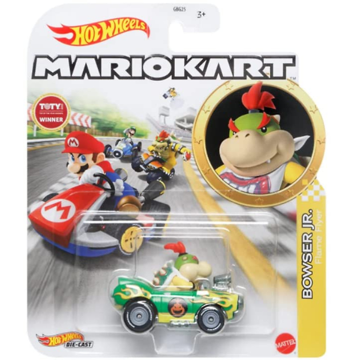 DieCast Hot Wheels Mario Kart Bowser Jr, Flame Flyer 1:64 Scale