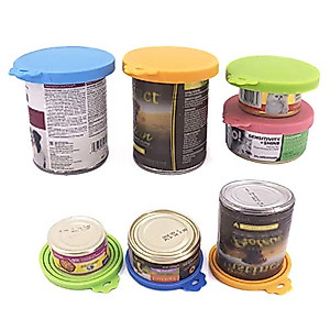 Comtim Pet Food Can Cover Silicone Can Lids for Dog and Cat Food(Universal Size,One fit 3 Standard Size Food Cans),Blue and Green