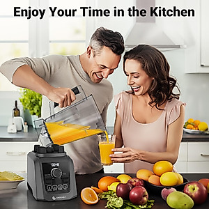 Amzchef 1200W Blenders for Kitchen, 4 Preset Menus for Shakes and Smoothies, Puree, Crush Ice & Hearty Soups with Infinitely Variable Speed & Pulse, 68 oz. Pitcher - Black