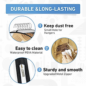 10" Gusseted All Clear Garment Bags, 40" Suit Bags for Closet Storage Hanging Clothes, Shirts, Coats, Dresses, 6 Packs