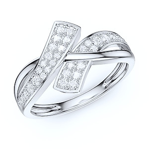 PRSTANI Solid 10K White Gold Romantic Criss-Cross Split Shank Simulated Diamond Promise Ring Wedding Band For Women (7)
