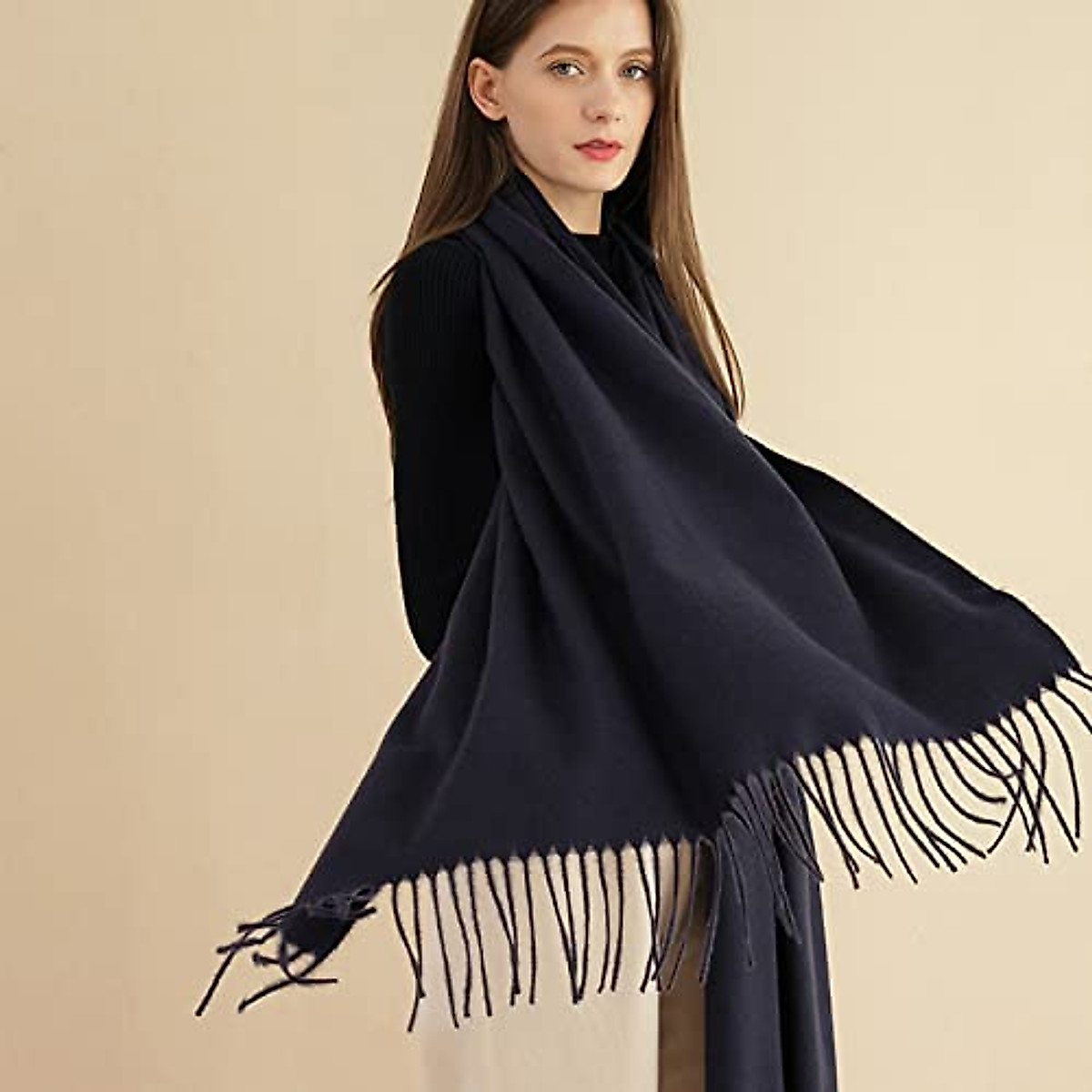Sumato Scarf for Women Fall Winter Lightweight Shawl Wraps Long Women Scarves Warm Cashmere Feel Tassel Soft Brown