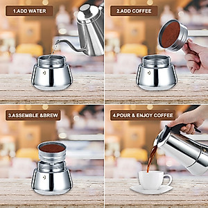 DITOSH 12 Cup 600ML 20oz Stovetop Espresso Maker Stainless Steel Moka Pot Espresso Maker Percolator Italian Coffee Maker Capable Moka Coffee Machine Cafe Percolator Maker for Home Camping