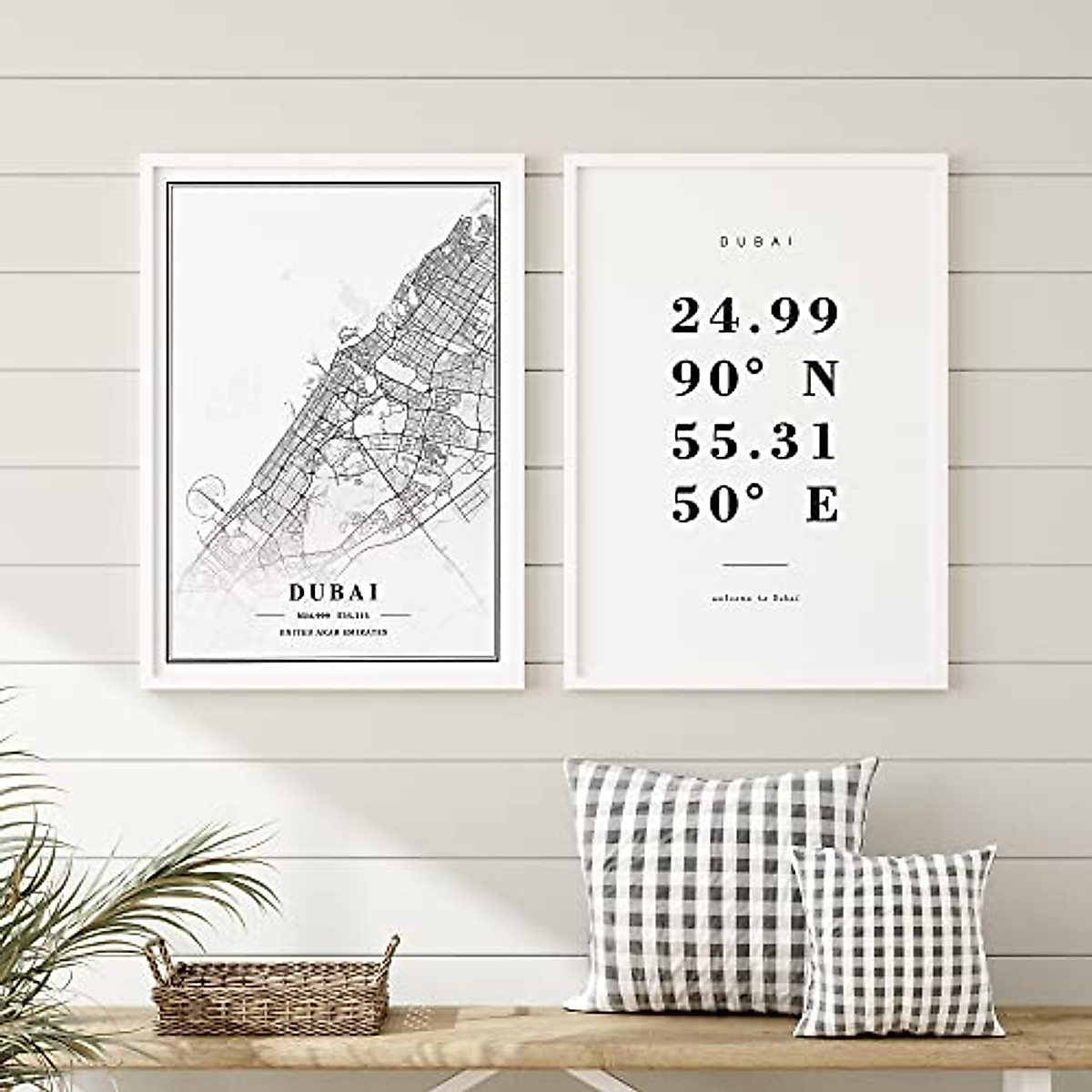 Dear Mapper Dubai View Abstract Road Modern Map Art Minimalist Painting Black and White Canvas Line Art Print Poster Art Print Poster Home Decor (Set of 3 Unframed) (12x16inch)