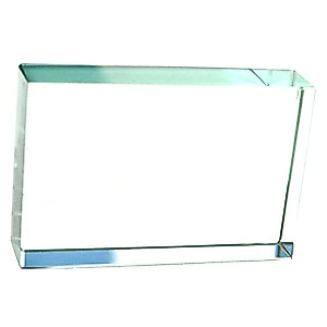 Rectangular Refraction Block, 3" (75mm) x 2" (50mm) x 0.7" (18mm) - Optically Worked Glass - Slightly Beveled Edges - Excellent for Physics Experiments & Photography - Eisco Labs