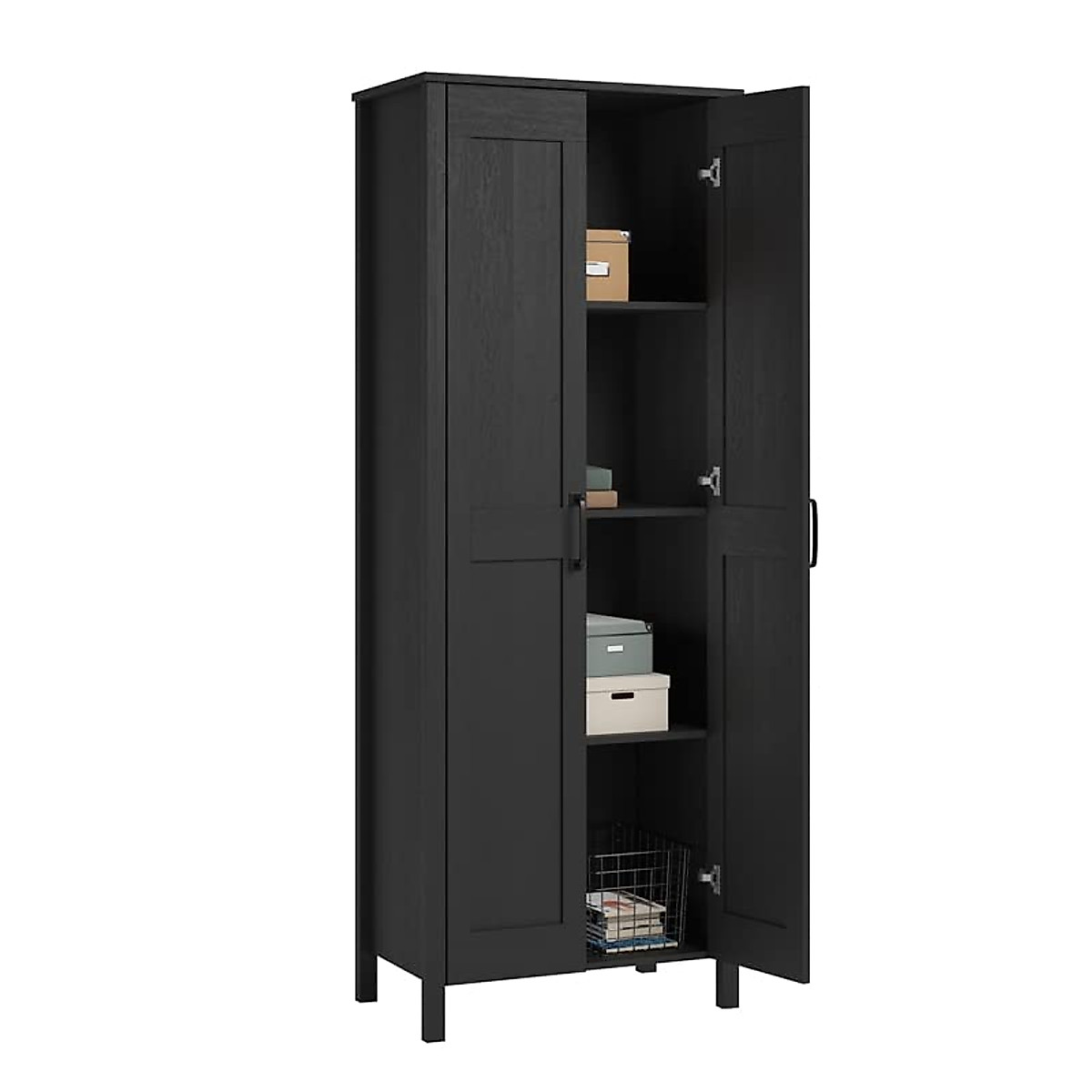 Sauder Engineered Wood 2-Door Storage Cabinet in Raven Oak Finish