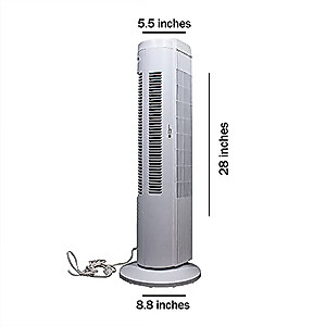 Mainstay FZ10-19MW 28 Inch 3 Speed Compact Oscillating Tower Fan with Auto Shutoff, White (Renewed)