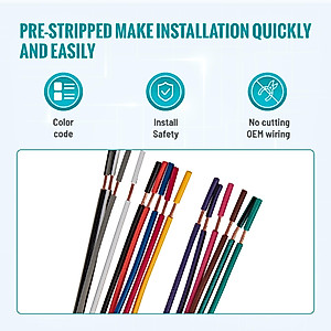 NuIth Car Radio Wiring Harness with RCA Plug Compatible with Selected 2003-2013 Ford/Lincoln/Mercury Vehicles, 24+8 Pin w/RCA Input Radio Wire Harness Adapter to Subwoofer Input Connector