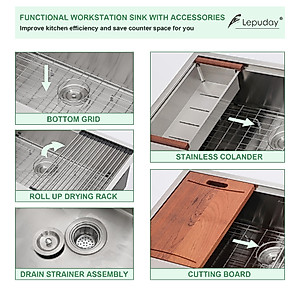 33 Kitchen Sink Undermount - Lepuday Undermount Kitchen Sink 33 Inch Stainless Steel 16 Gauge Single Bowl Workstation Kitchen Sinks 33X19 With R10 Round Corner