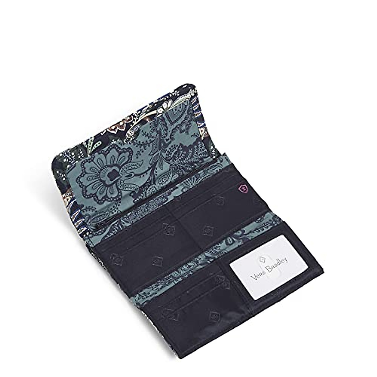 Vera Bradley Women's Cotton Trifold Clutch Wallet With RFID Protection, Java Navy Camo - Recycled Cotton, One Size