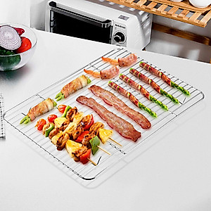 P&P CHEF Cooling Rack Set for Baking Cooking Roasting Oven Use, 4-Piece Stainless Steel Grill Racks, Fit Various Size Cookie Sheets - Oven & Dishwasher Safe