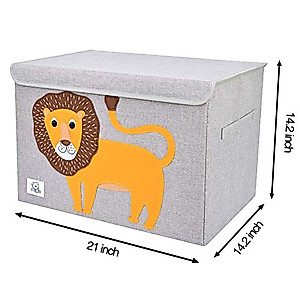 CLCROBD Foldable Large Kids Toy Chest with Flip-Top Lid, Collapsible Fabric Animal Toy Storage Organizer/Bin/Box/Basket/Trunk for Toddler, Children and Baby Nursery (Lion)