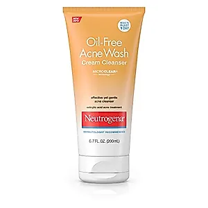 Neutrogena Oil-Free Acne Face Wash Cream Cleanser with Salicylic Acid, Non-Comedogenic Acne-Prone Skin Cleanser, 6.7 fl. oz
