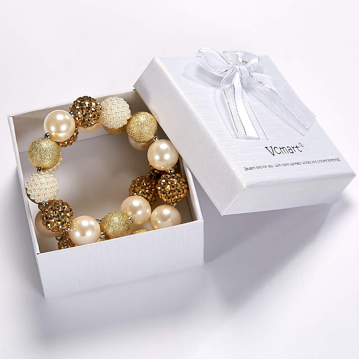 VCMART Girls Chunky Bubblegum Beaded Necklace & Bracelet Set,15.7"