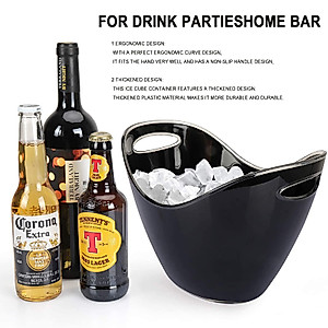 Raincol Ice Bucket Black Acrylic 8 Liter Plastic Tub For Drinks and Parties, Food Grade, Holds 5 Full-Sized Bottles and Ice