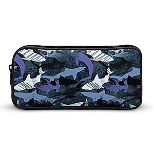 Sea Camouflage Sharks Pencil Case Stationery Pen Pouch Portable Makeup Storage Bag Organizer Gift