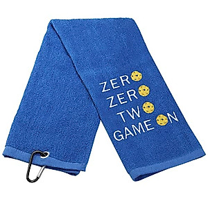 LEVLO Funny Pickleball Gifts Zero Zero Two Game On Sport Towles for Pickleball Lovers Embroidered Teem Hand Towel (Zero Zero Two Game On)