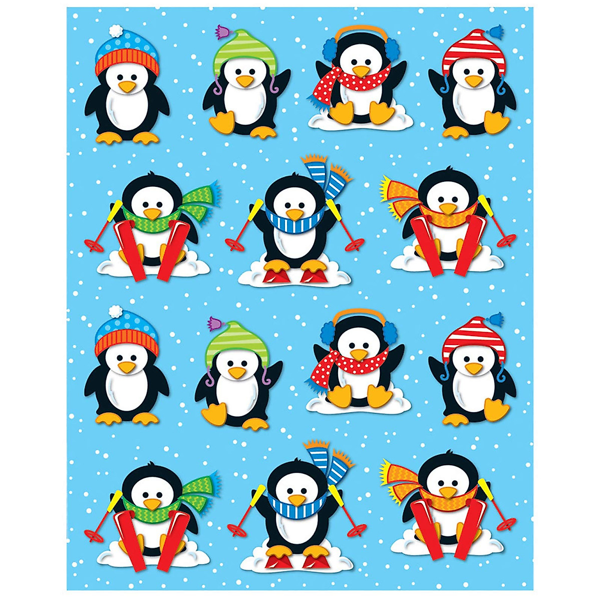 Carson Dellosa 84 Penguin Stickers for Kids, 6 Sheets of Holiday Incentives for Winter Crafts, Scrapbooking, Teacher Planner, Reward Chart, Stocking Stuffers, and School Supplies, Classroom Must Haves