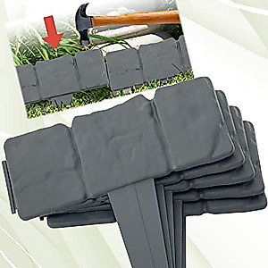 Garden Border Edging,16ft Plastic Flower Bed Edging for Edging DIY Decorative Flower Grass Bed Border,20pcs(Grey)