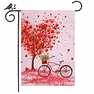 Valentine's Day Garden Flag，12 x 18 Inch Love Flag Valentines Heart Garden Flag Double Side Valentine's Day Decoration（12x18/28x40）