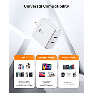 35W USB C Charger Block, NOVOO GaN III iPhone Charger USB C Brick Foldable Wall Charger Fast Charging Adapter for Mobile iPhone 14/14 Plus/14 Pro/14 Pro Watch/Galaxy, Pixel 4/3, iPad/iPad Mini