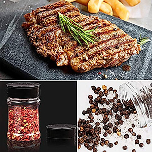 20 Pack 5oz Clear Plastic Spice jars Storage Bottle Container,Seasoning bottles with Black Cap,Chalkboard labels,Chalk Marker for Storing Spice,Herbs,Powders,Salt and Pepper