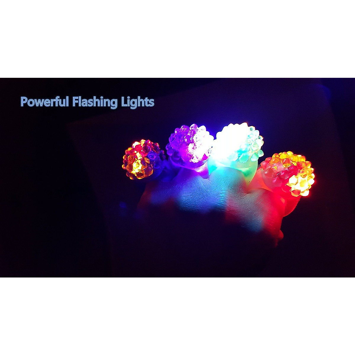 HND® Novety LED Flashing Light Up Jelly Bumpy Ring, For Party,Cutumes,Birthday,Wedding And Any Celebrations. 24-Pack