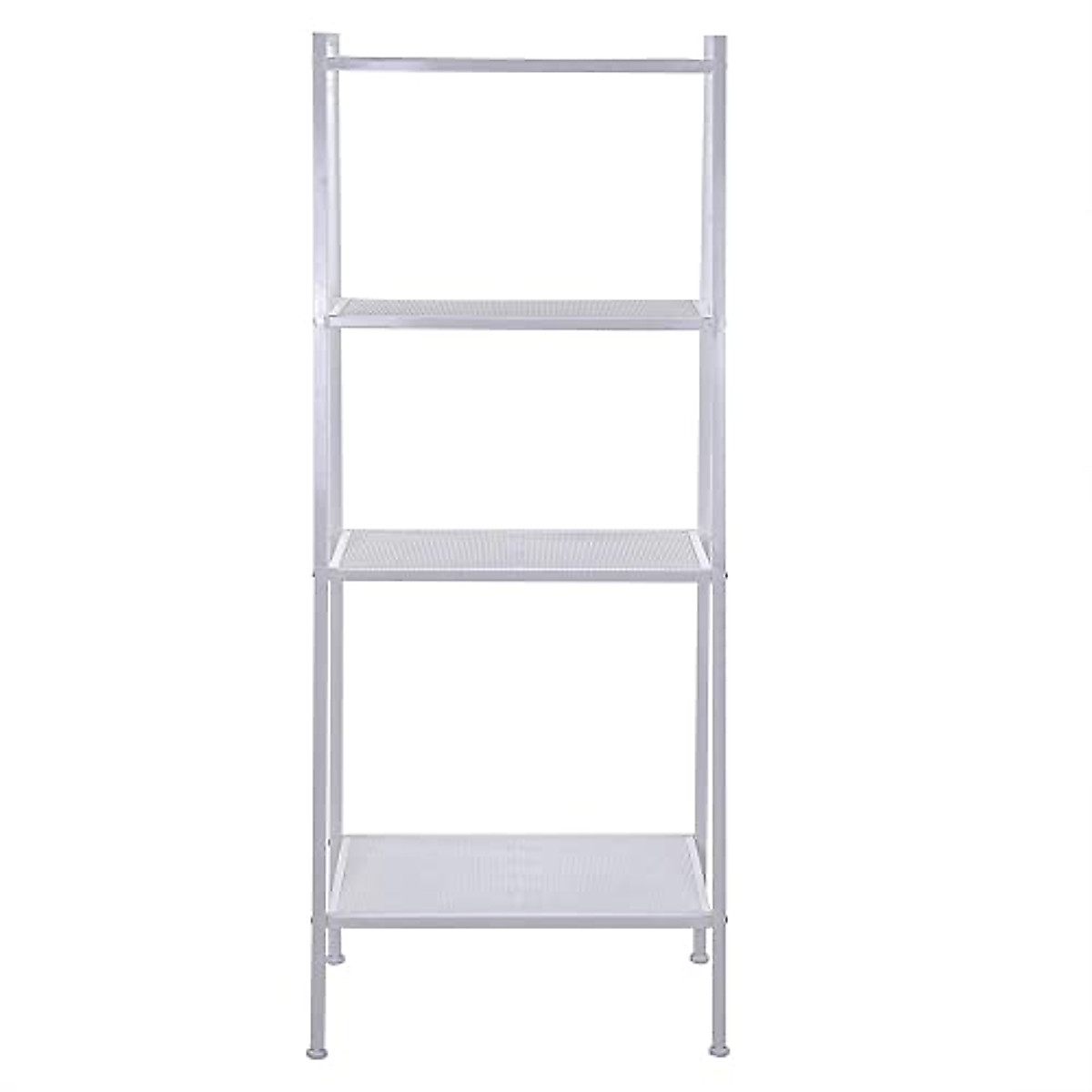 WEI WEI GLOBAL 4-Tier Ladder Shelf Bookcase - Metal Bookshelf - Open Shelf Display Rack Storage Organizer for Home, Office, Living Room, Bedroom, Kitchen, and Bathroom - White