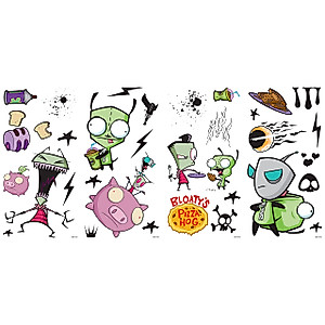 RoomMates RMK5245SCS Invader Zim Peel and Stick Wall Decals, Green, red, Yellow, Black