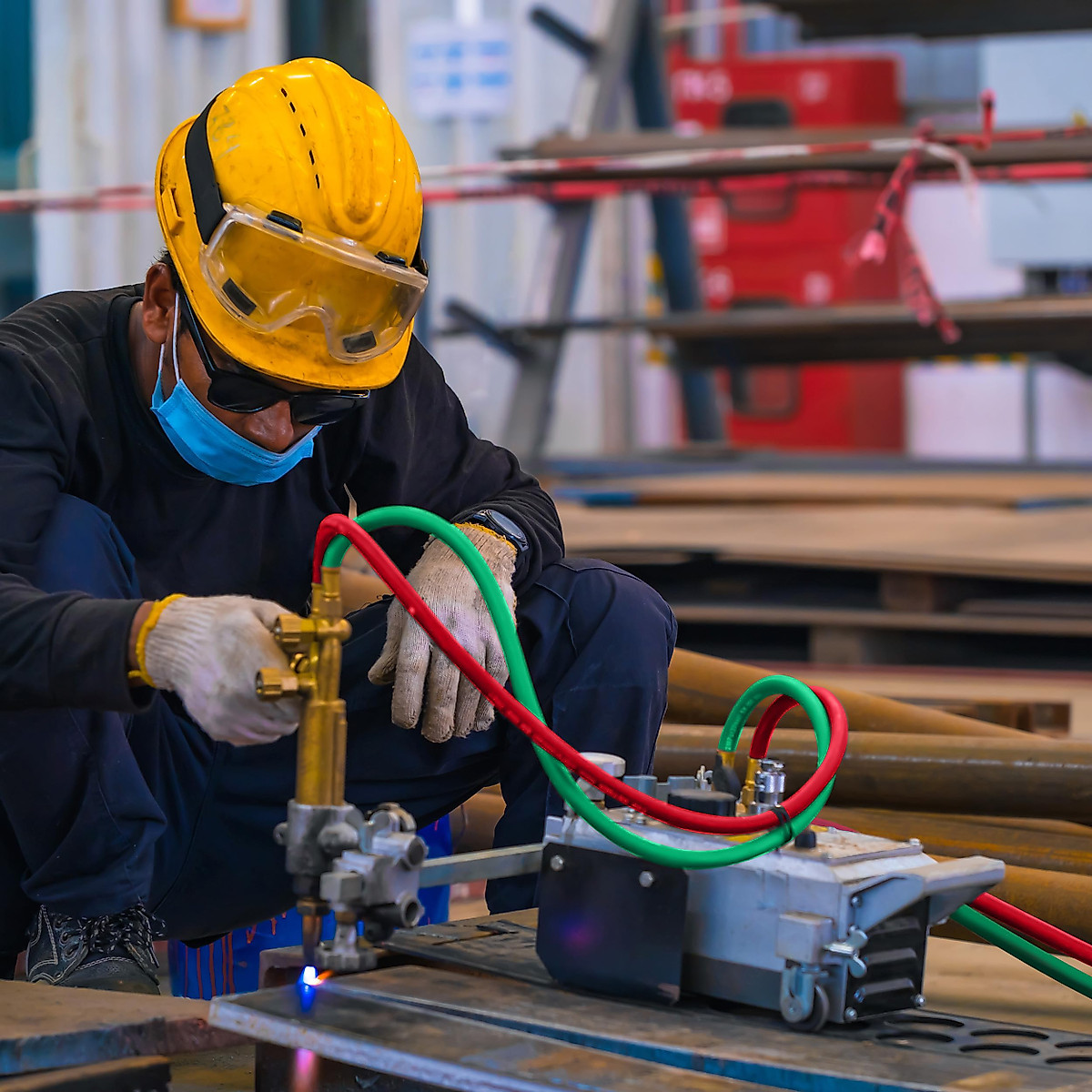 ABN Oxy Acetylene Hose, 50 Foot x 1/4 Inch - B Fitting Twin Cutting Torch Hose for Welding