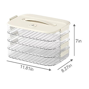 MANHONGYU 4-layer Food Storage Container, Dumpling Box,Cookie Container,Transparent Food Preservation Box for Kitchen and Refrigerator, Stackable Snack Container with Lid，Good Sealing,Heighten