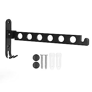 TOPINCN Folding Clothes Hanger Folding Hanger Rack Closet Organizer Laundry Drying Rack Black Wall Mounted 6 Holes 103° Clothe Hanger Wall Wall Hanging Rack Foldable for Wall