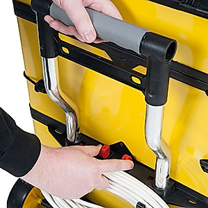Stackable Rolling Tool Box Organizer with Telescopic Comfort Grip Handle – Mobile Upright Rigid Tool Chest with Wheels and Drawers by Stalwart