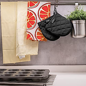 Oven Mitts Heat Resistant – (Black Color) Mini Oven Mitts, Silicone Gloves Heat Resistant, Kitchen Gloves for Cooking, Silicone Oven Mitts & Pot Holders Sets, Kitchen Pot Holders & Oven Mitts Sets