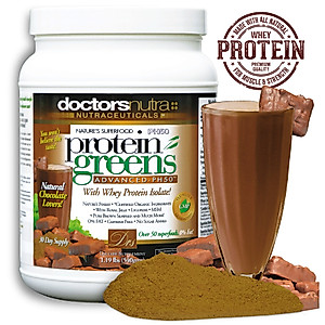 PH50 Protein Greens Drink with Certified Organic Ingredients by Doctors Nutra Nutraceuticals, 1.19 Pounds (540 Grams) 50 Superfoods, Digestive Enzymes, Natural Chocolate Flavor