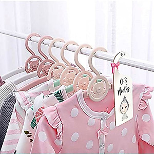 Double Sided Wood Closet Size Dividers for Baby girl Clothes Safari Animal Baby Clothing Size Age Dividers from Newborn Infant Nursery Closet Organizer with Ribbon, (0001)