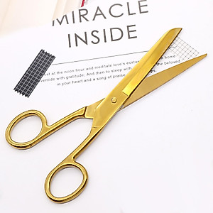 7 Inch Gold Shears Knife Edge Craft Tailor Scissors Heavy Duty Stainless Steel Professional Fabric Dressmaker Shears for Cutting Fabric, Cloth, Leather, Canvas, Denim (Gold)