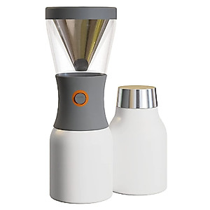 asobu Coldbrew Portable Cold Brew Coffee Maker With a Vacuum Insulated 34oz Stainless Steel 18/8 Carafe Bpa Free (White)