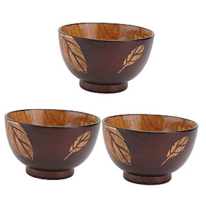 ABOOFAN 3 pcs leaves wooden bowl vegetable container pasta container rice bowls japanese Wooden Eating Bowl sushi rice bowl Wooden Salad Jujube wood Kitchen Wood Bowl Solid Wood Bowl salt