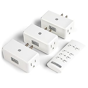 BLACK+DECKER Wireless Remote-Control Outlet, Pack of 3 Outlets, 1 Remote - Premium Light Switches