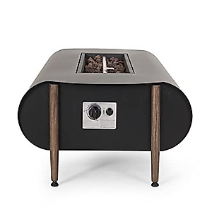Christopher Knight Home Vernon Outdoor FIRE Pit, Dark Gray + Wood Grain