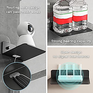 A.B Crew Drill-Free Wall Mount Baby Monitor Holder with Cable Hole Floating Wall Rack WiFi Router Wall Shelf Wall Storage Shelf Video Camera Shelf for Home Wall Decoration L