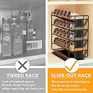 SpaceAid Pull Out Spice Rack Organizer for Cabinet, 2 Drawers 2-Tier, Pull Out Spice Rack Organizer with 20 Jars
