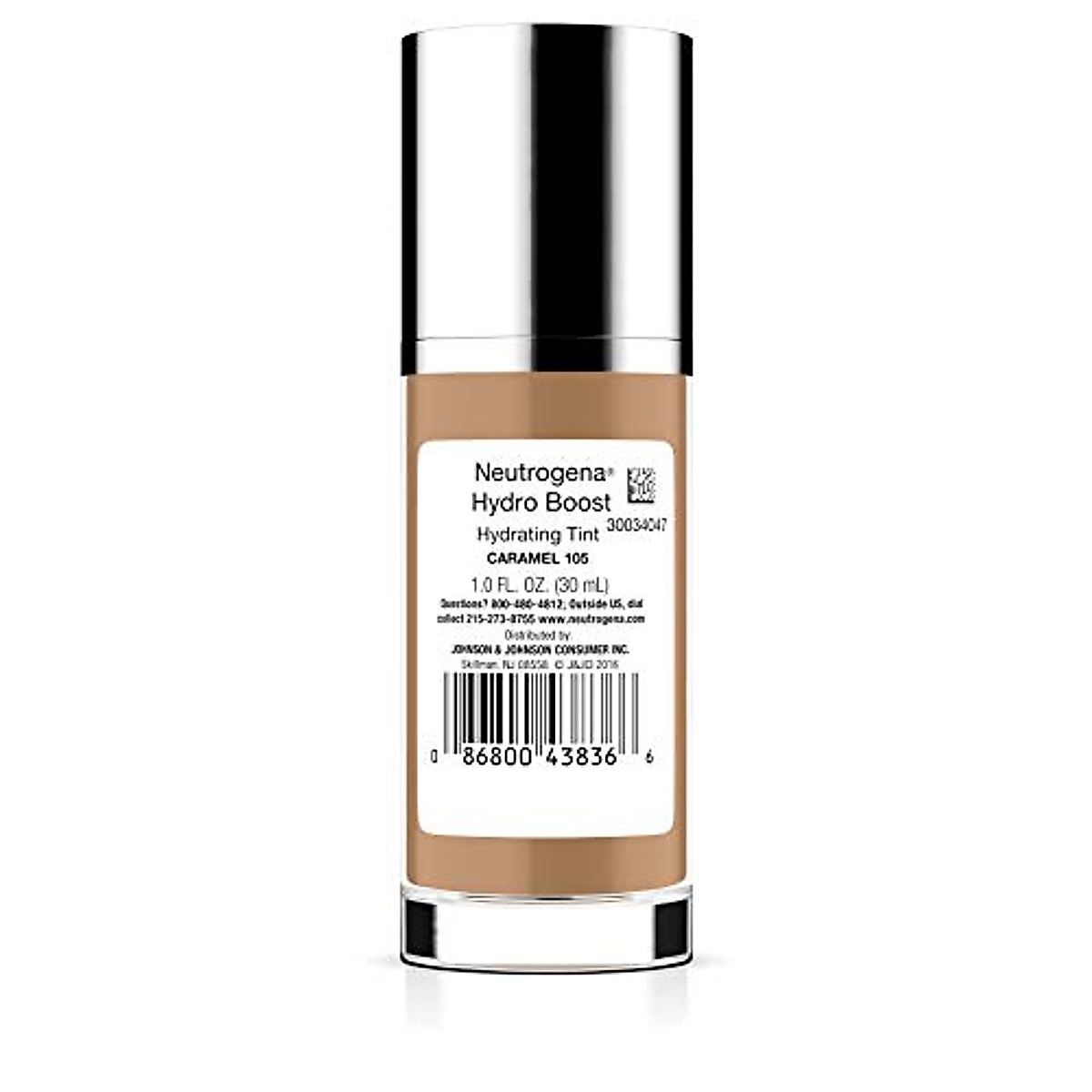 Neutrogena Hydro Boost Hydrating Tint with Hyaluronic Acid, Lightweight Water Gel Formula, Moisturizing, Oil-Free & Non-Comedogenic Liquid Foundation Makeup, 105 Caramel Color 1.0 fl. oz (Pack of 2)