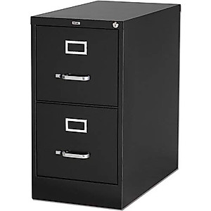 Lorell 2-Drawer Vertical File with Lock, 15 by 25 by 28-3/8-Inch, Black