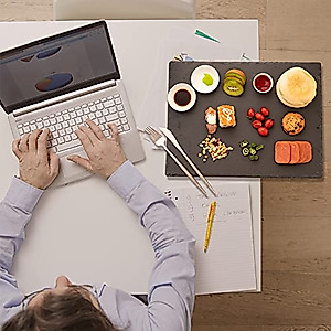 WLWNWFT 2 Pcs 16x12in Large Slate Cheese Boards Slate Board for Meat Cheese Appetizers, Slate Cheese Tray Serving Plate Tray Serving Stone Board Slate Platter with 2 Chalks for Christmas Housewarming