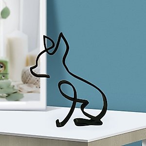 YUNAIYI Dog Minimalist Art Sculpture Home Decor Metal Craft Self Sitting Dog Statues Outdoor Indoor Garden Bedroom Tabletop Wall Iron Art Decor Pet Animal Memories Figurines